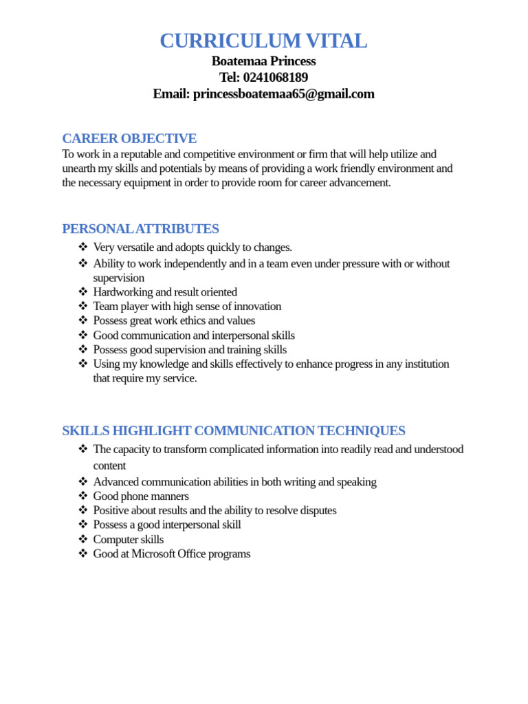 AMA@CV copy | PDF | Communication | Skill