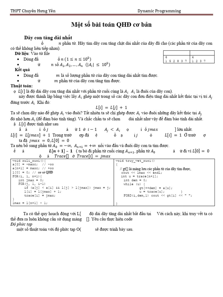 Dynamic Programing (Quy Hoach Dong) | PDF