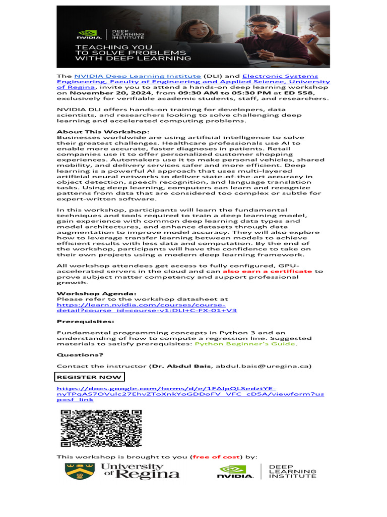 NVIDIA DLI Event - UofR - Fundamentals of Deep Learning - November 20 | PDF | Deep Learning ...