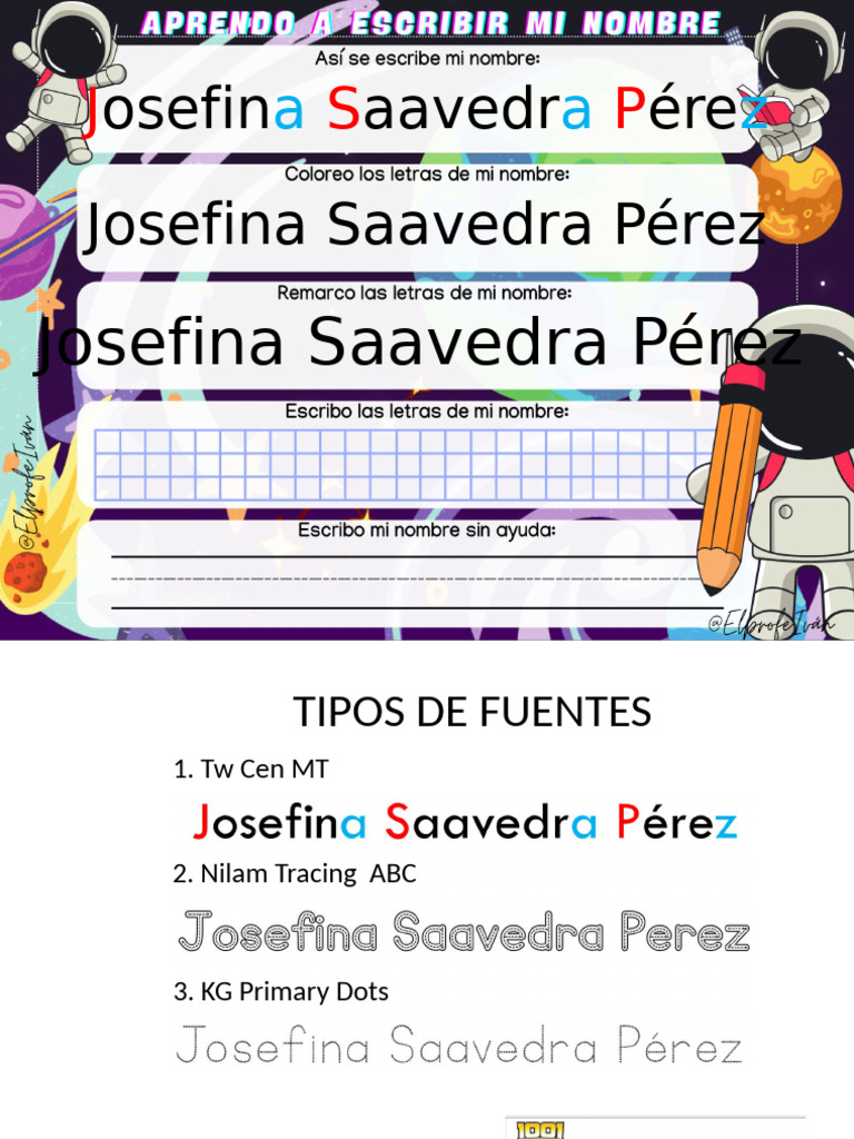 APRENDO A ESCRIBIR MI NOMBRE - ElProfeIván | PDF