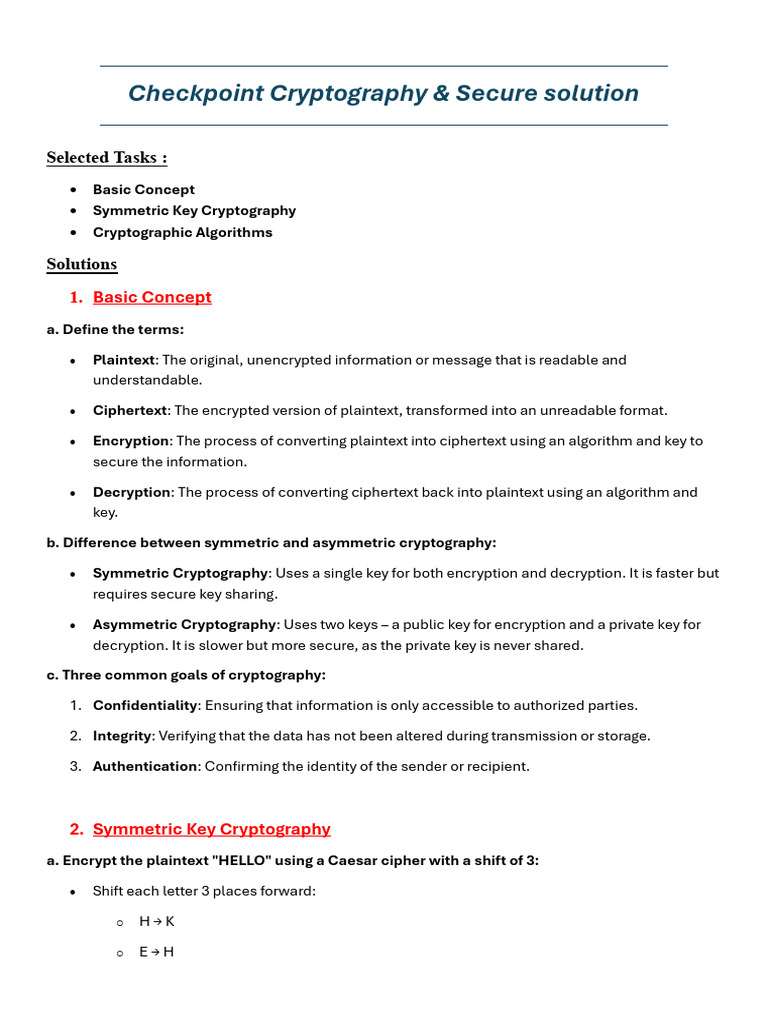 Checkpoint Cryptography & Secure Solution | PDF | Cryptography | Encryption