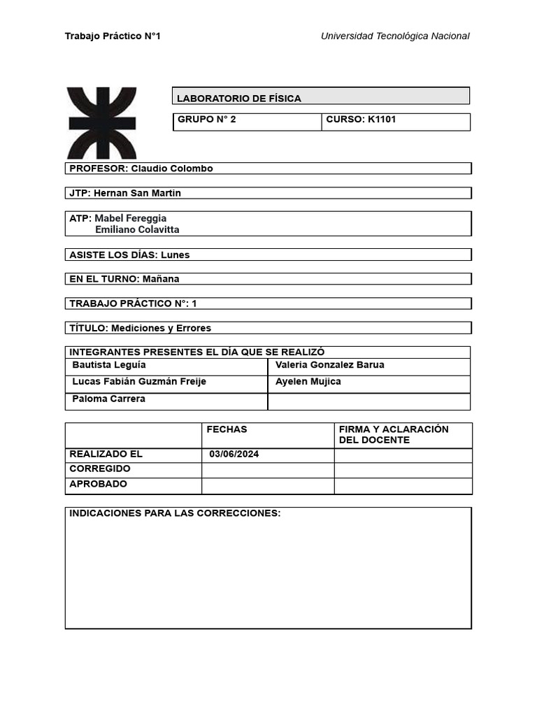 Z1101 Gpo2 TP1 V2. | PDF | Medición