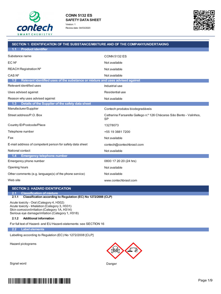 MSDS_CONN 5132 ES Rv04_GHS_EN - CH 06.03.2025 | PDF | Dangerous Goods | Toxicity