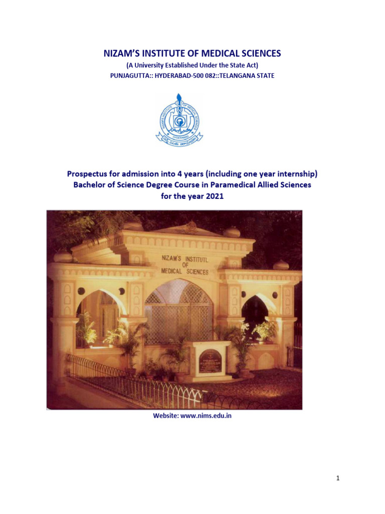 2021 BSC Degree Courses in Paramedical Allied Sciences Prospectus | PDF