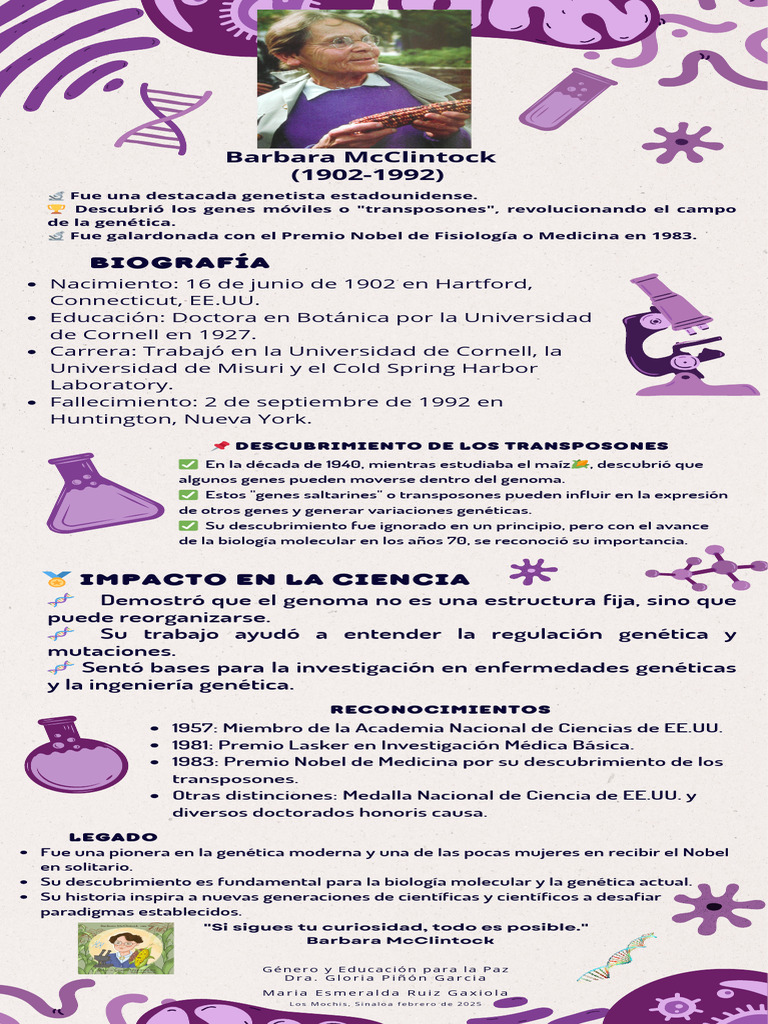 Infografía Barbara McClintock. Esmeralda Ruiz | PDF | Genética ...