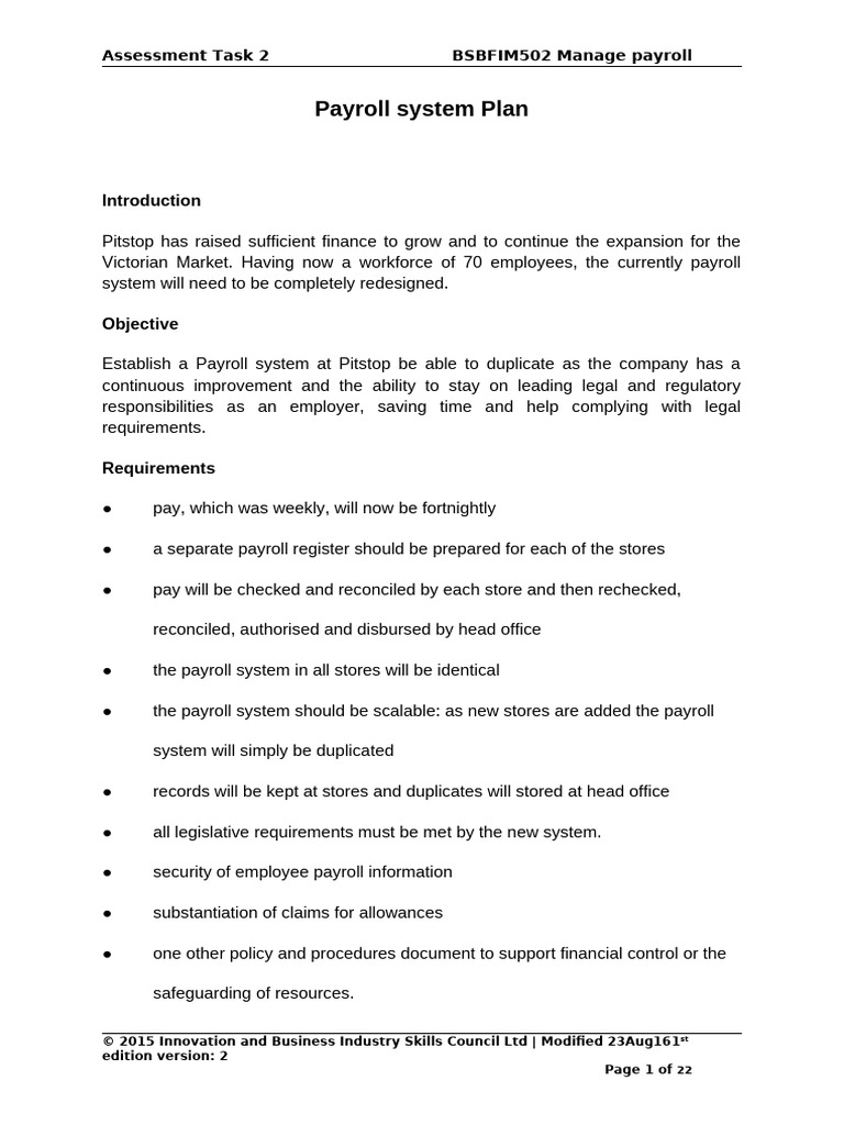 BSBFIM502 Manage Payroll - ANSWERS | PDF | Payroll Tax | Payroll