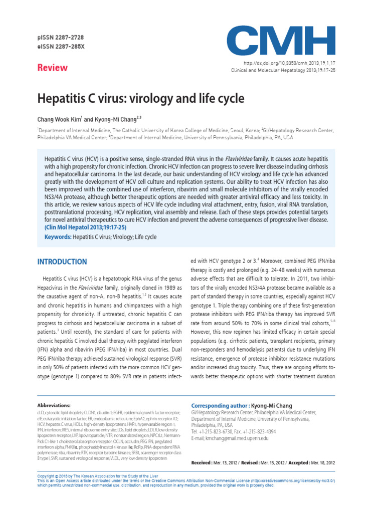 Hepatitis C Virus Virology and Life Cycle | PDF | Hepatitis C Virus ...