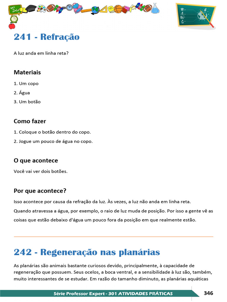 Experimentos de Refração e Regeneração | PDF | Regeneração (Biologia)