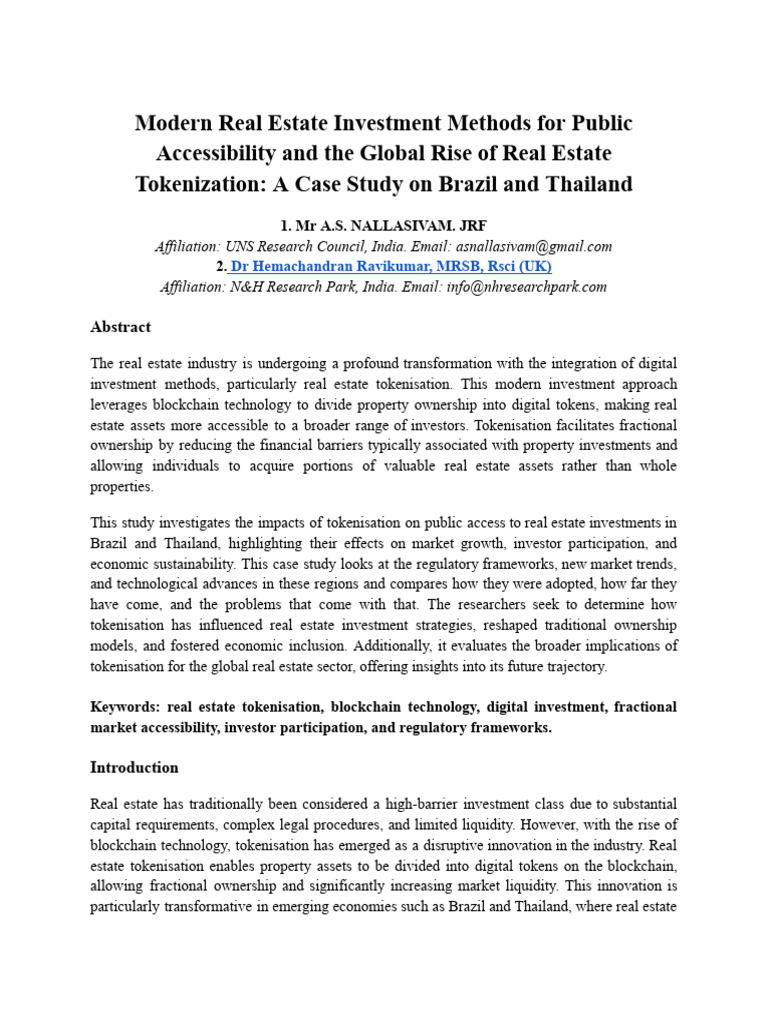 Modern Real Estate Investment Methods For Public Accessibility and The ...