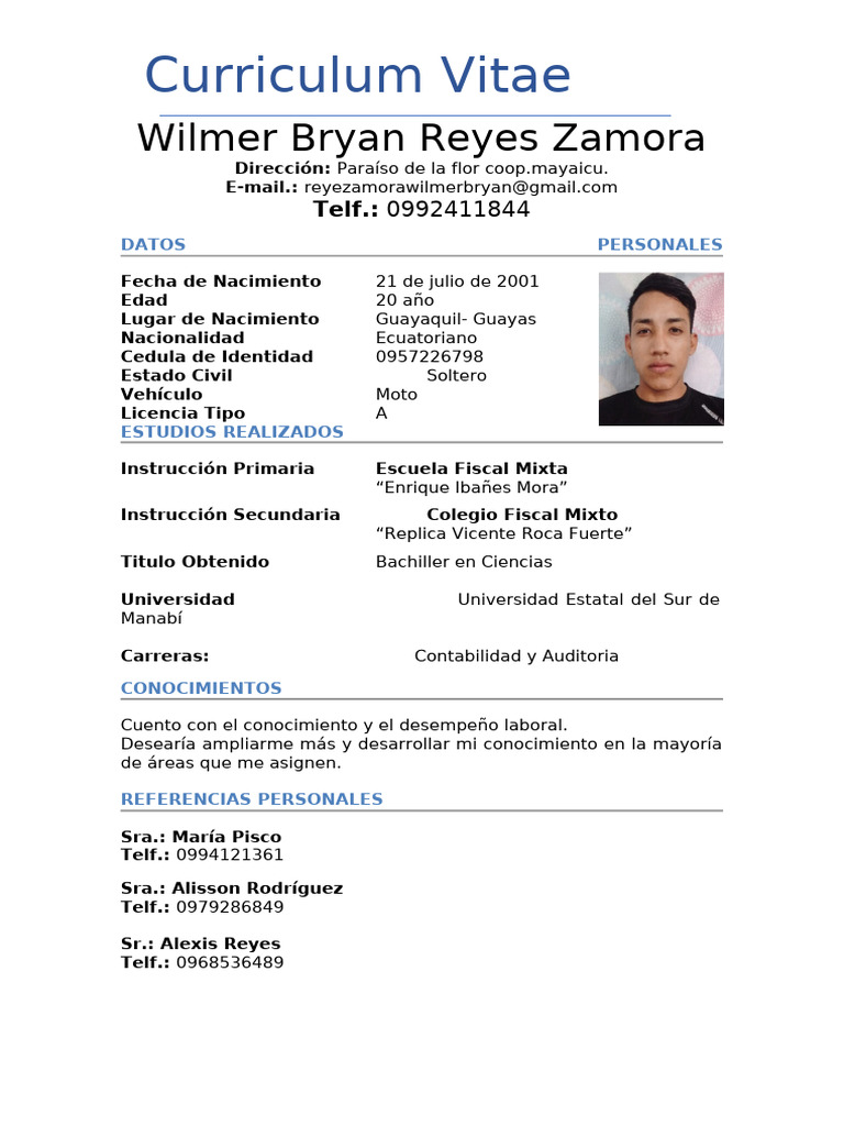 Wilmer Bryan Reyes Zamora | PDF