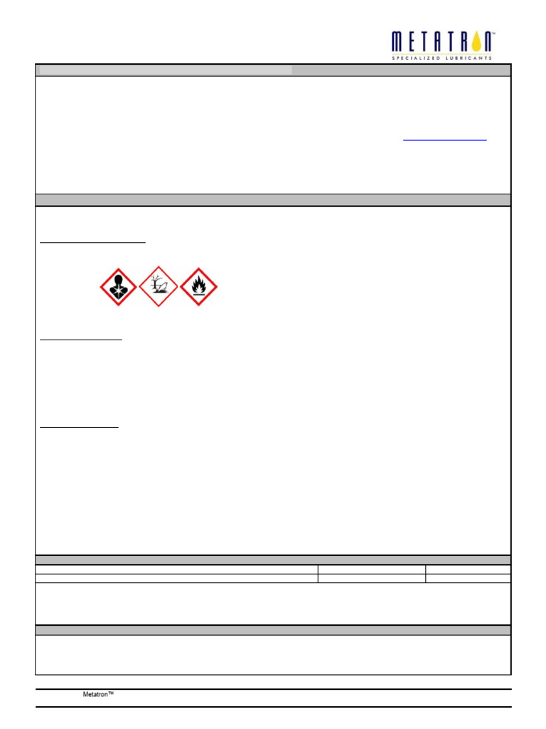 Msds Metatron 800d Hs | PDF | Agua | Combustión