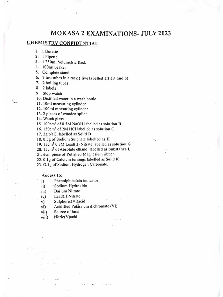 Chemistry p3 Confidential | PDF