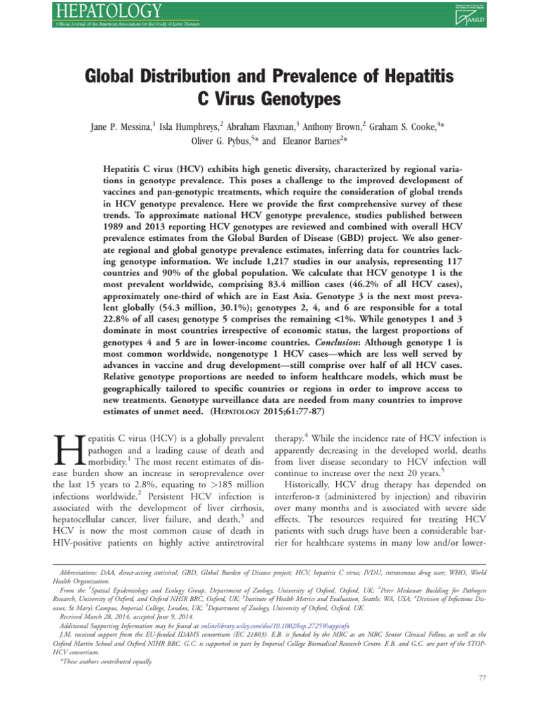Global HCV Genotype Distribution Trends | PDF | Hepatitis C | Hepatitis ...