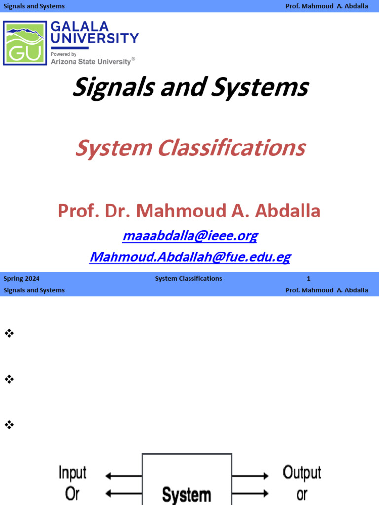 Basic System Classifications Galala S24 | PDF | Nonlinear System | Applied Mathematics