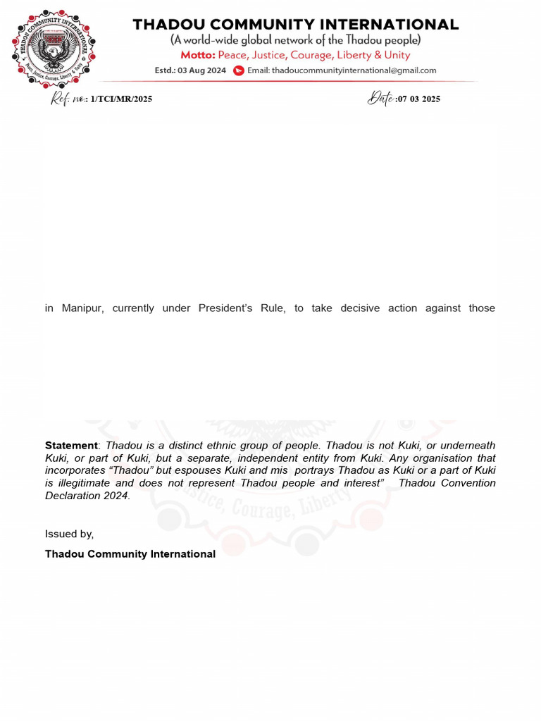 Thadou Community International (TCI) Statement | PDF