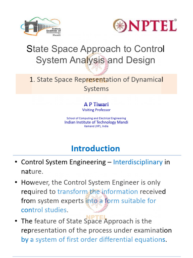 L01 Description Of Dynamical Systems Into Standard State Space Form