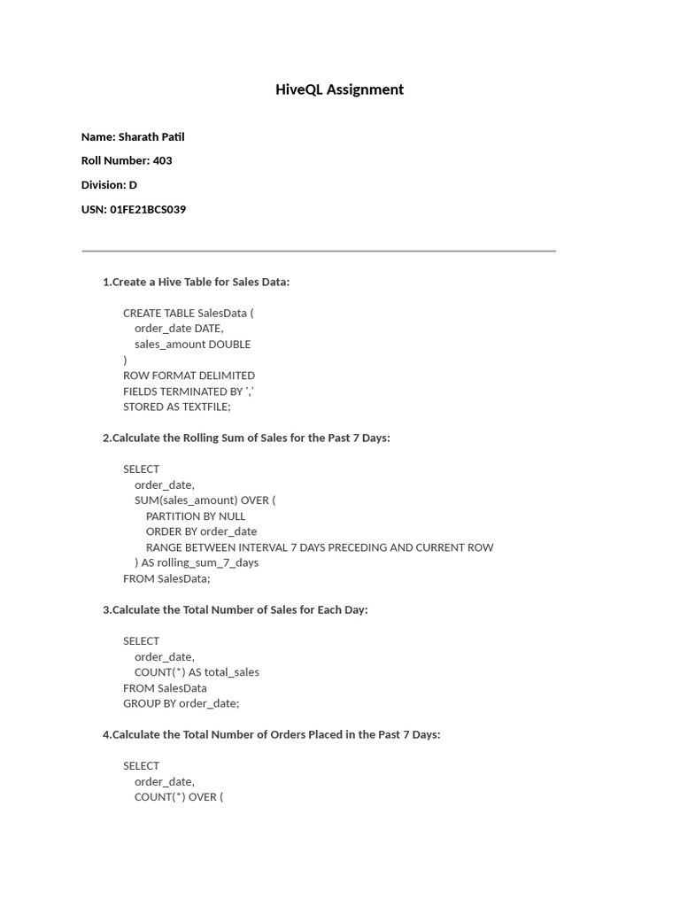 403 D Div Hive Assignment | PDF