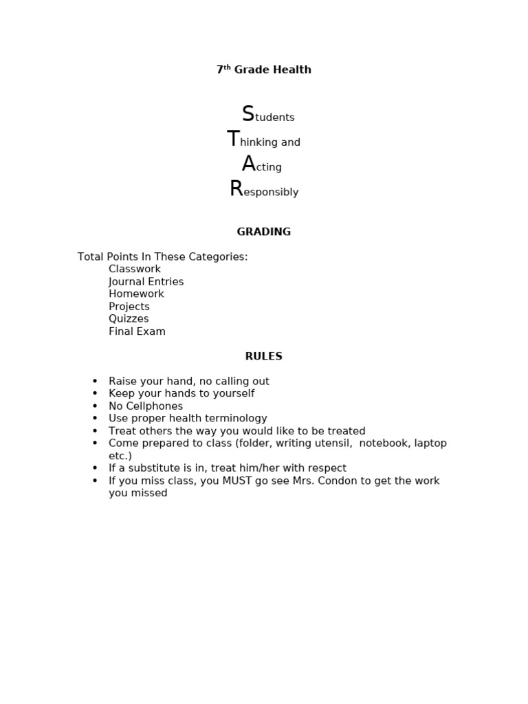 7 TH Grade Health | PDF