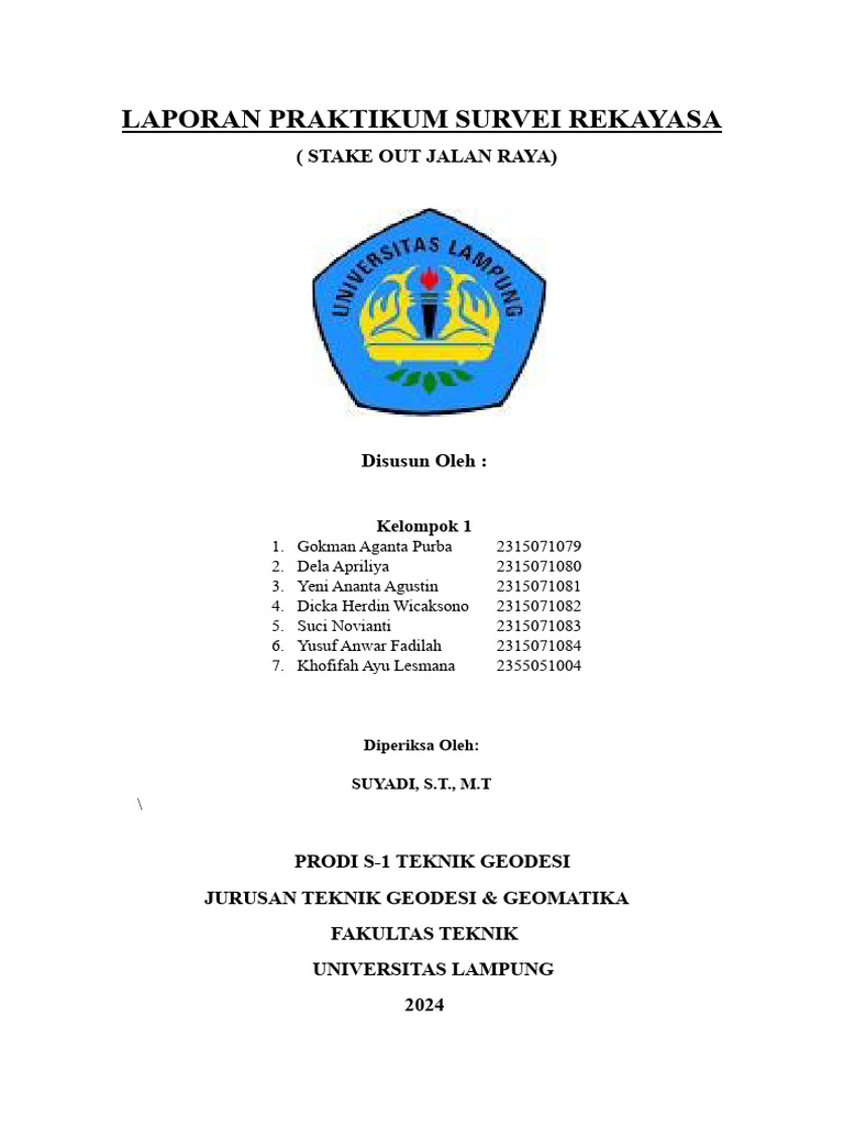 Laporan Praktikum Survei Rekayasa Kel 1stake Out Jalan 2024 | PDF
