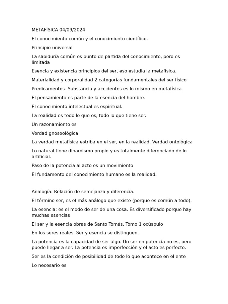 METAFÍSICA | PDF | Teoría de sustancias | Existencia