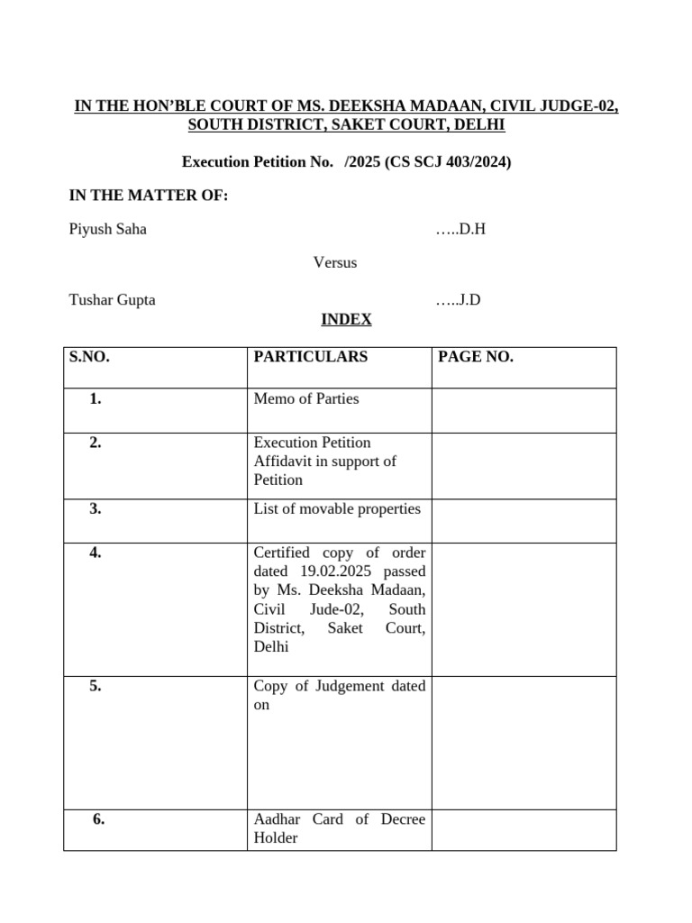 Piyush Saha vs. Tushar Gupta (Execution) | PDF | Affidavit | Judiciaries