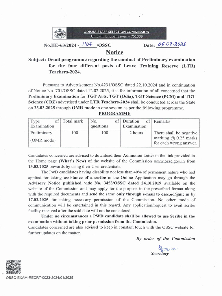 Programme of LTR Teacher Prelim | PDF