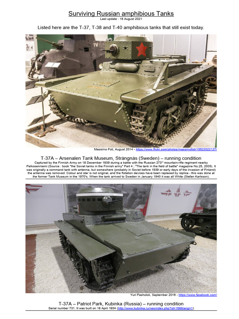 Surviving T-37, T-38, and T-40 Tanks | PDF | Tanks | Armoured Warfare