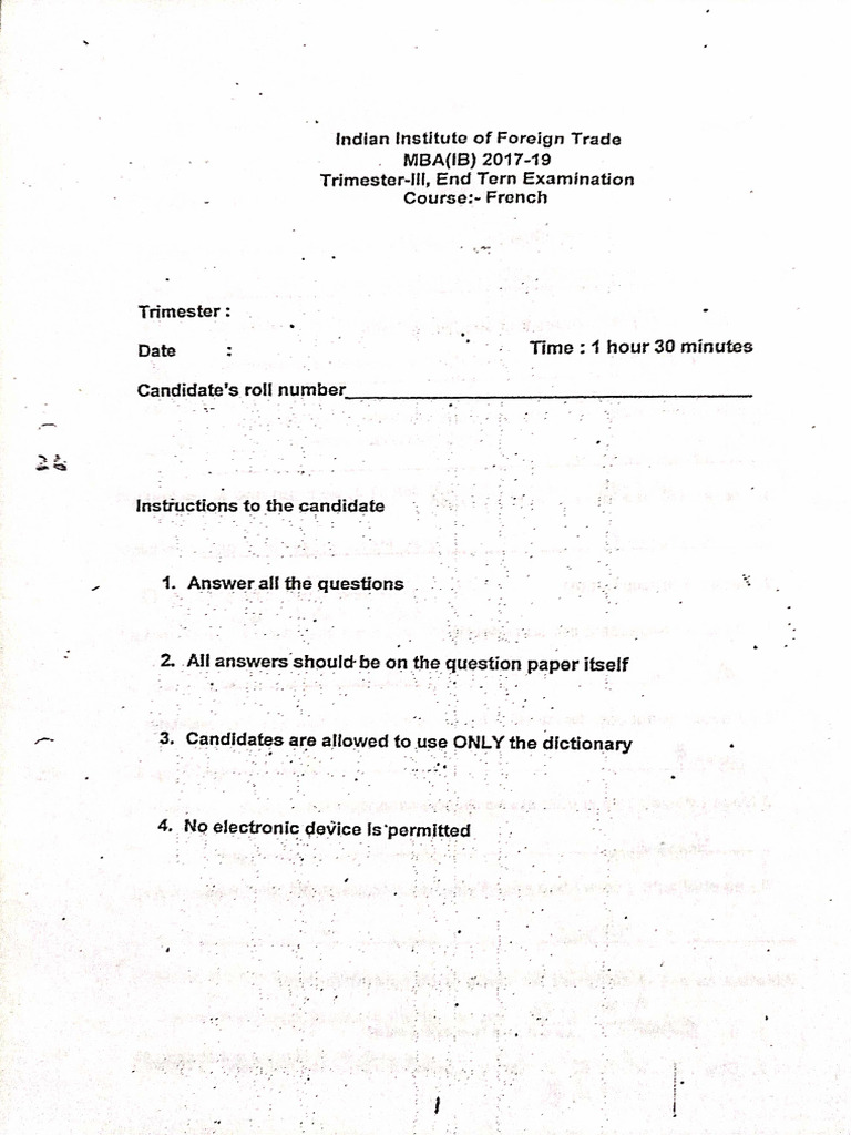 French 17-19 Endterm | PDF