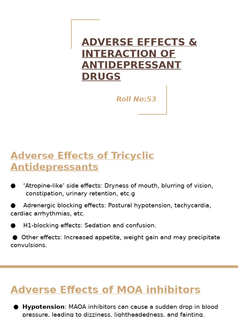 Adverse Effects & Interaction of Antidepressant Drugs | PDF | Selective ...