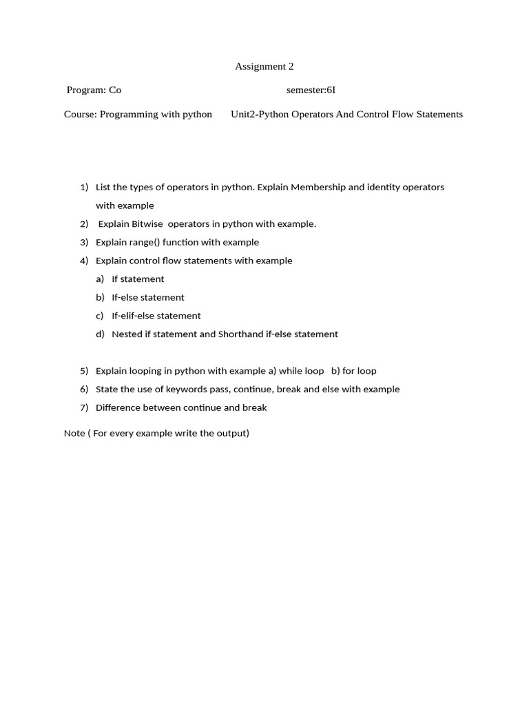 Python Operators and Control Flow Guide | PDF