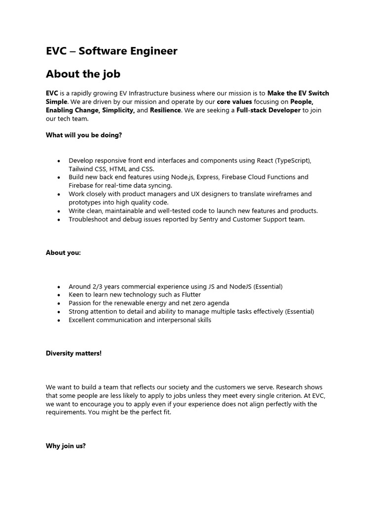 EVC - Software Engineer | PDF