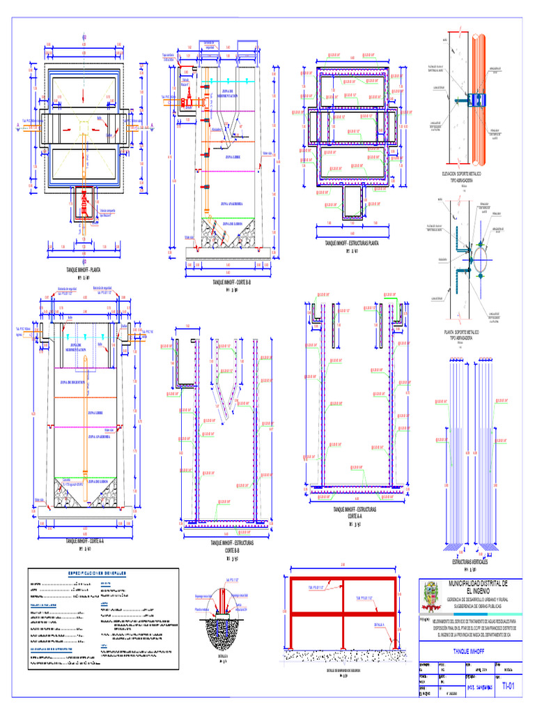 Planos del Tanque Imhoff TI-01 | PDF