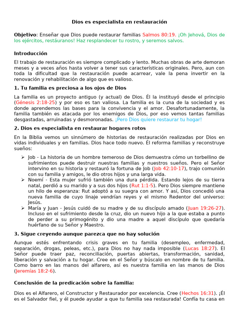 Restauración Familiar por Dios | PDF | Contenido bíblico