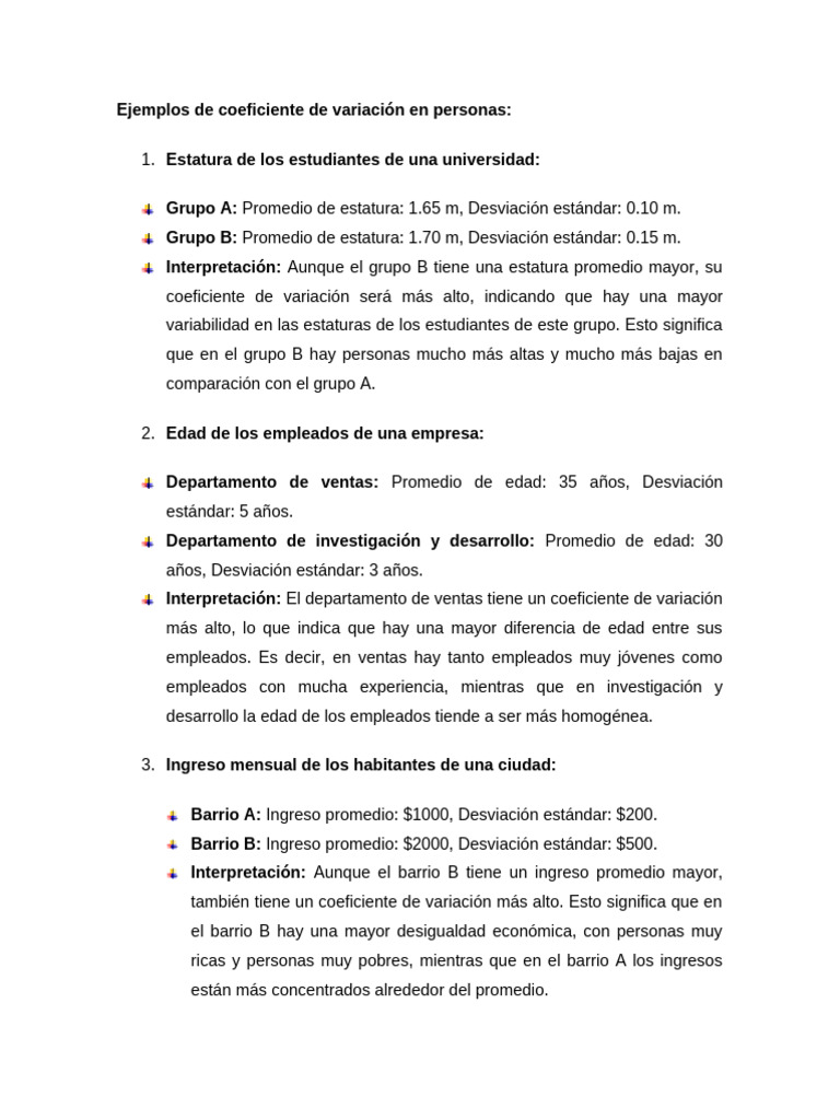 Ejemplos de Coeficiente de Variación en Personas - 074106 | PDF ...