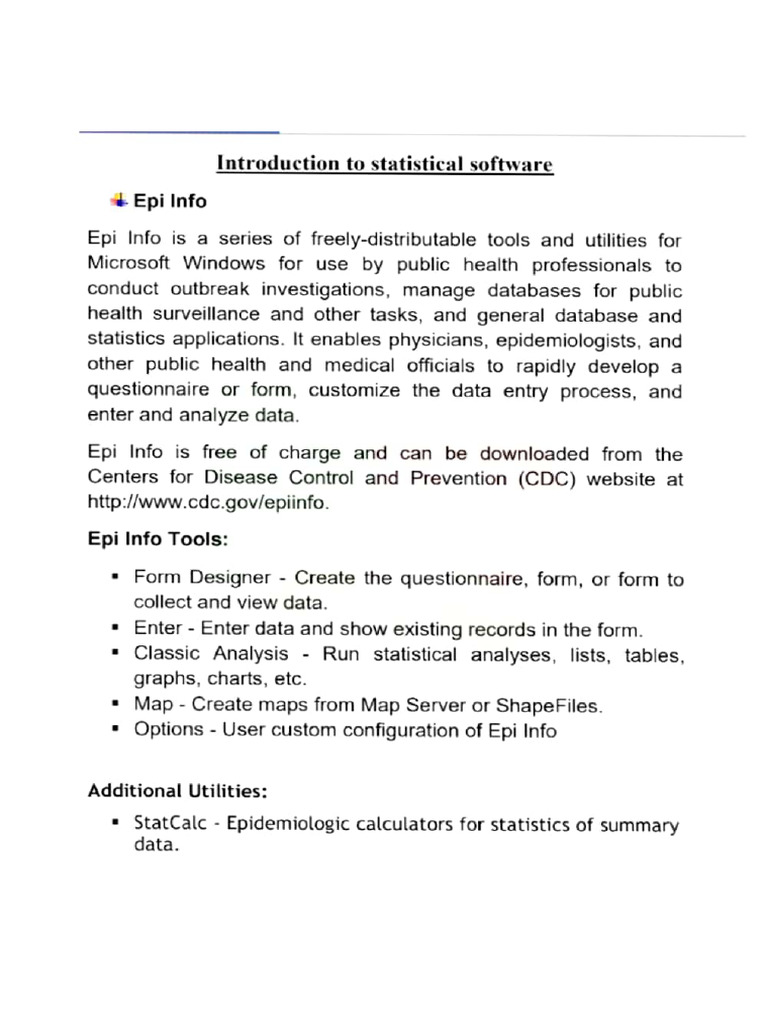STATISTICAL SOFTWARE Epi | PDF
