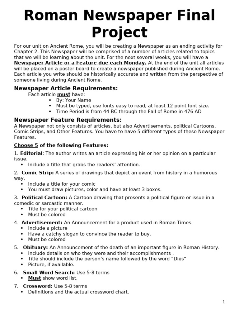 Roman Newspaper Final Project 1 | PDF | Newspapers | Cartoon