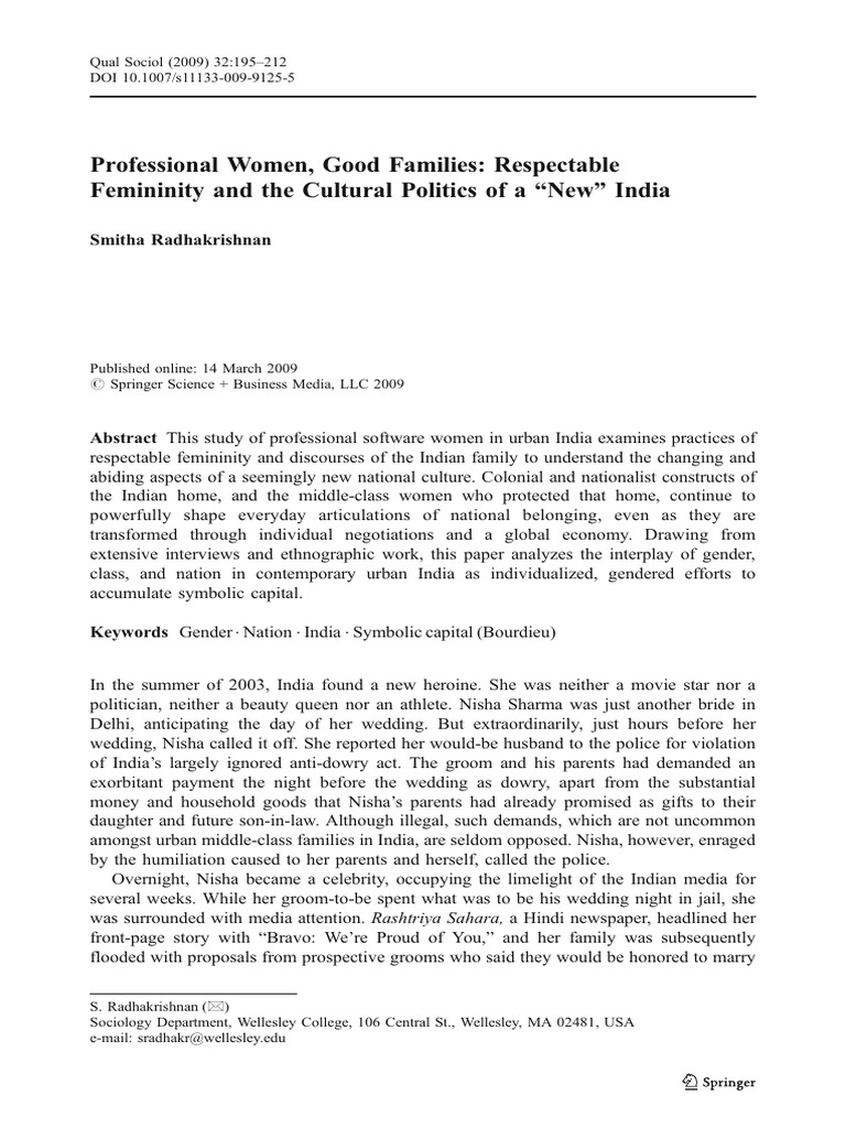 Professional Women, Good Families - Respectable Femininity and The ...