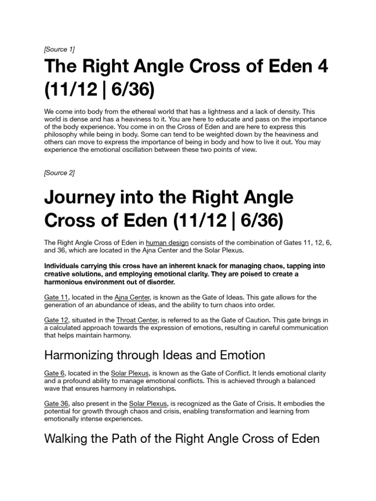 Human Design - Incarnation Cross Right Angle of Eden 4 | PDF | Thought ...