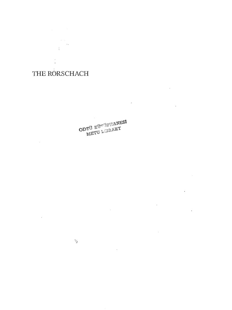 Rorschach Manual by John E. Exner | PDF