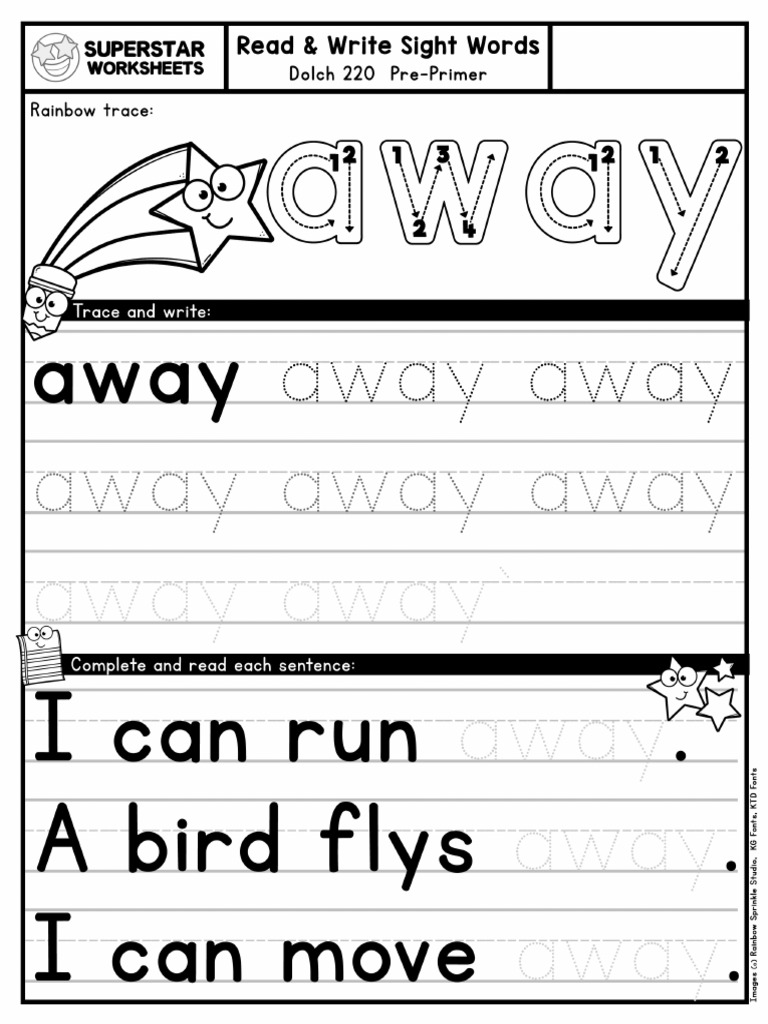 Sight Word Worksheet Away | PDF