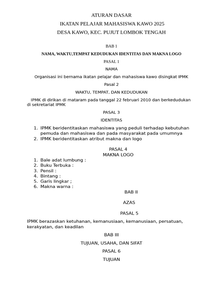 Aturan Dasar IPMK 2025 | PDF