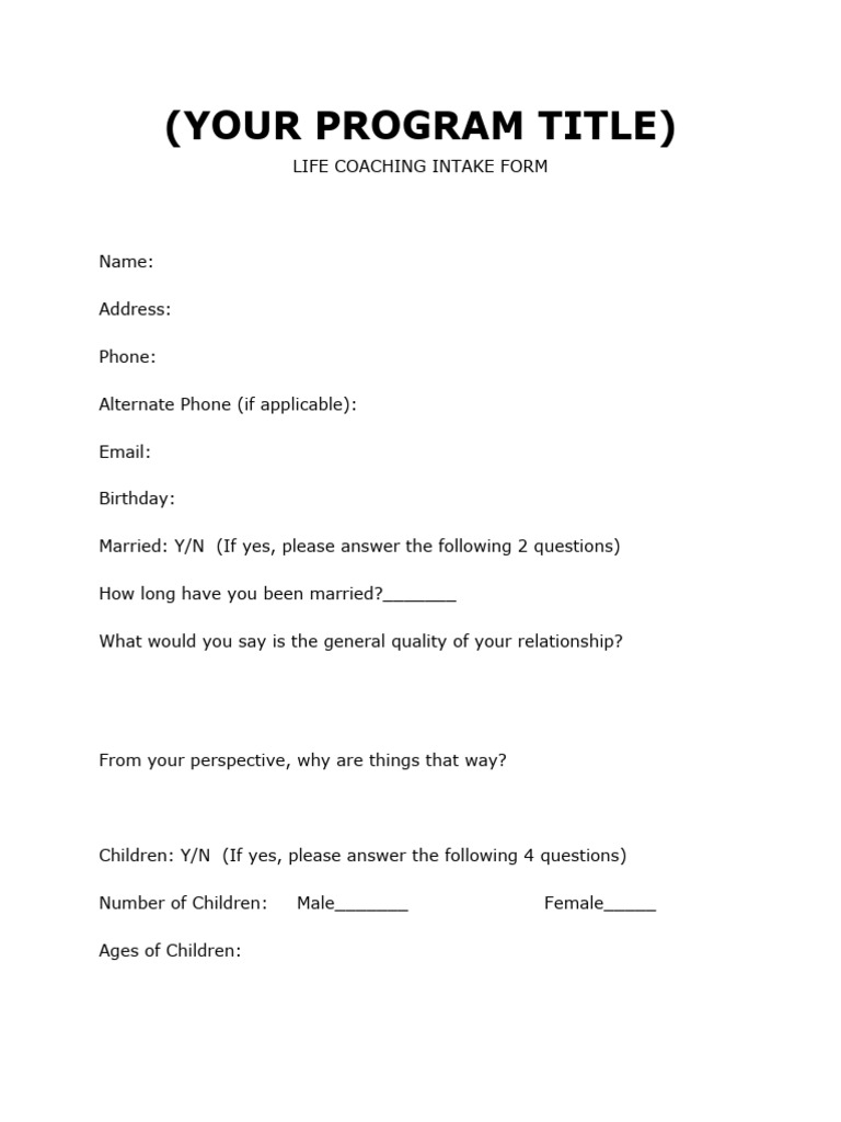 Intake Form | PDF