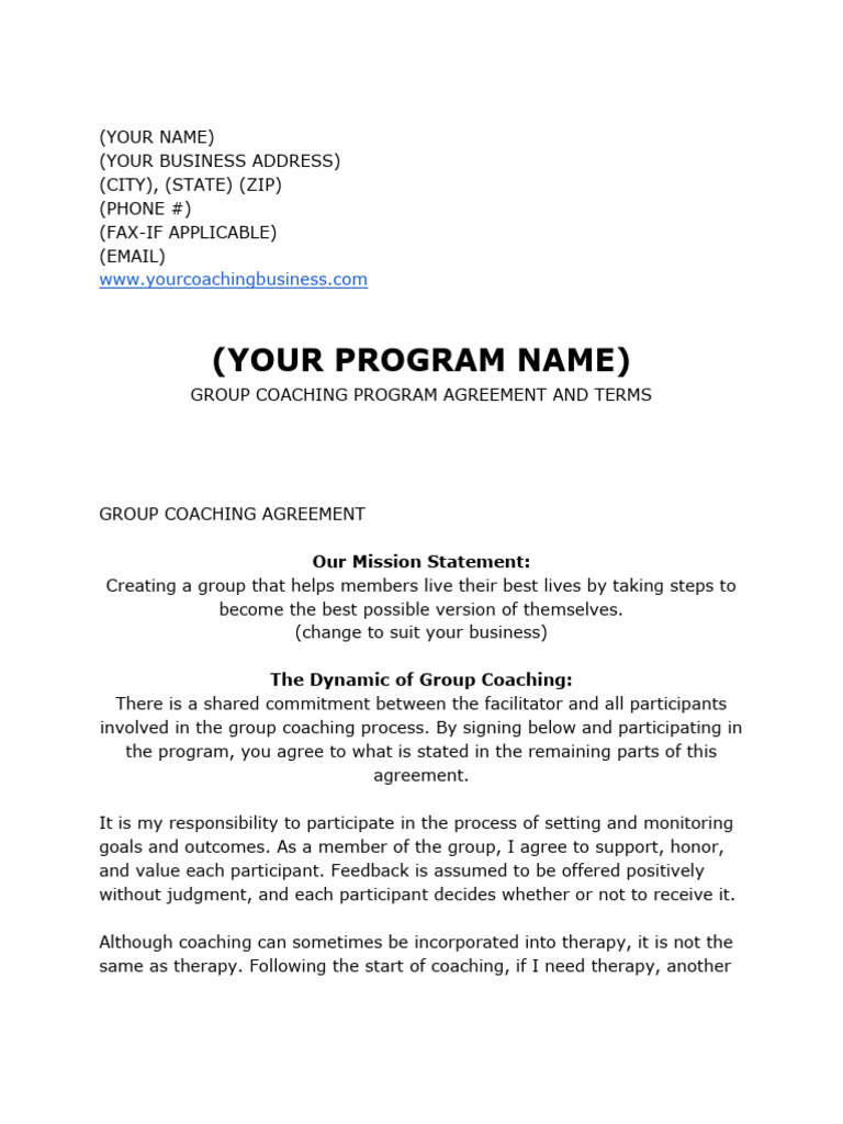 Group coach agreement | PDF