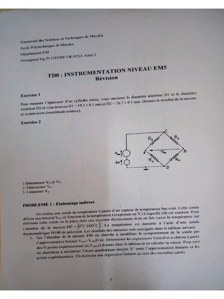 TD - Capteur Et Instrumentation | PDF