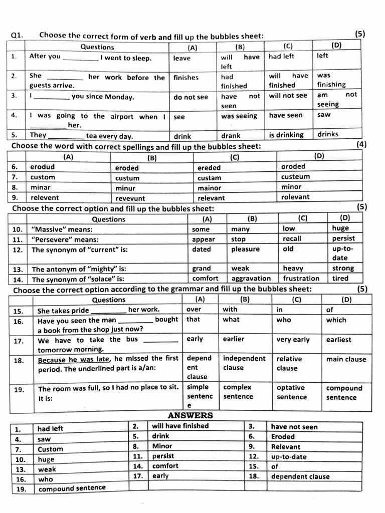 Verb and Vocabulary Practice Worksheet | PDF | Verb | Noun