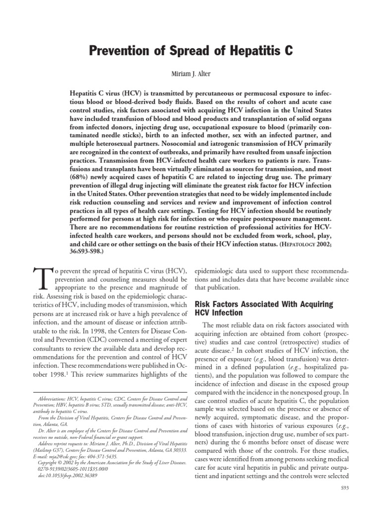 Prevention of Spread of Hepatitis C | PDF | Hepatitis C | Hepatitis