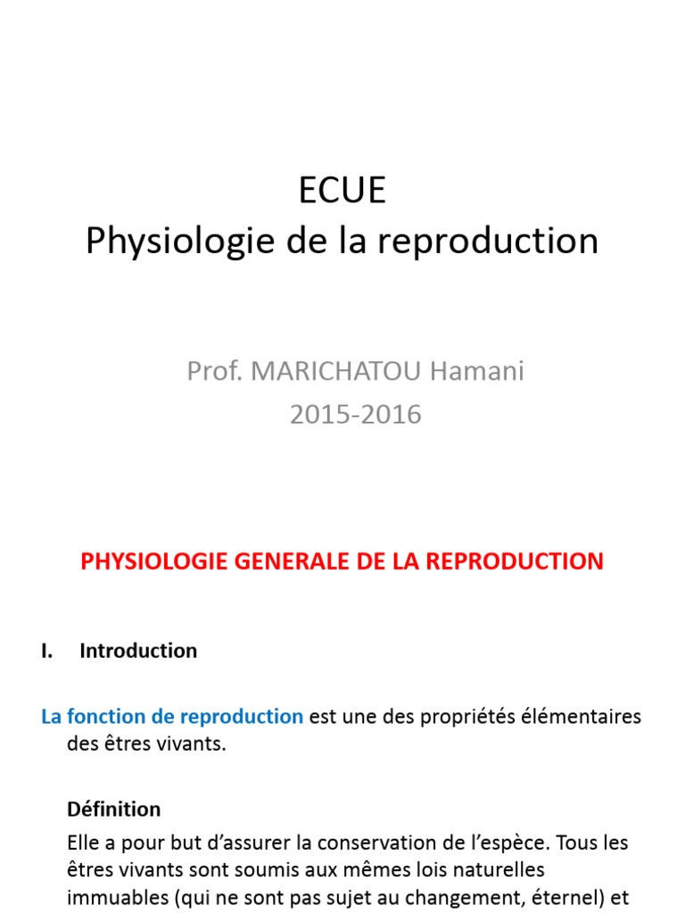 Cours Physio Reprod - S3 - Final-1 | PDF | Processus biologiques | la ...