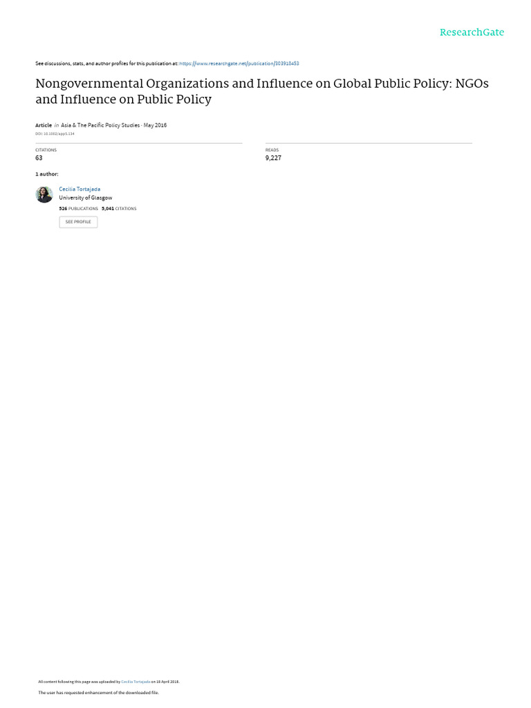 Nongovernmental Organizationsand Influenceon Global Public Policy | PDF ...