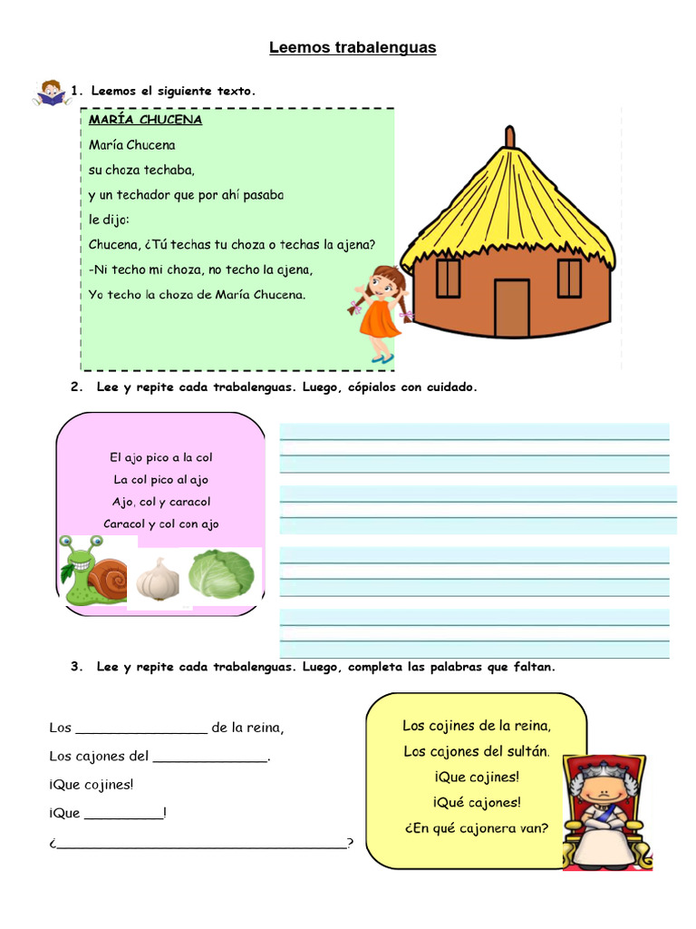 Ejercicios de Trabalenguas para Niños | PDF