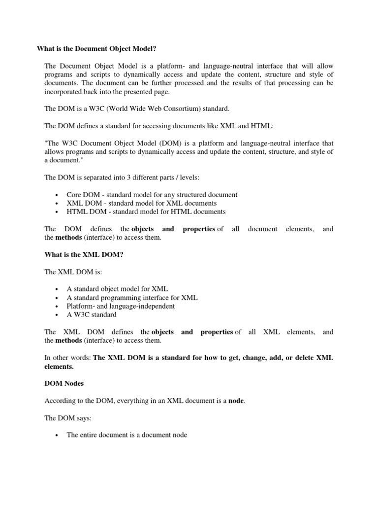 What is the DOM | PDF | Document Object Model | Xml